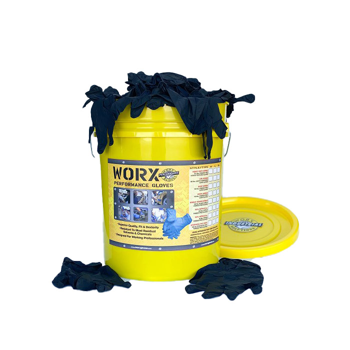 Worx Jumbo Bucket - 5mil Black Powder Free Nitrile - 1000 Piece ...