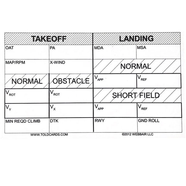 Told Card Single Engine VFR | Aircraft Spruce Canada