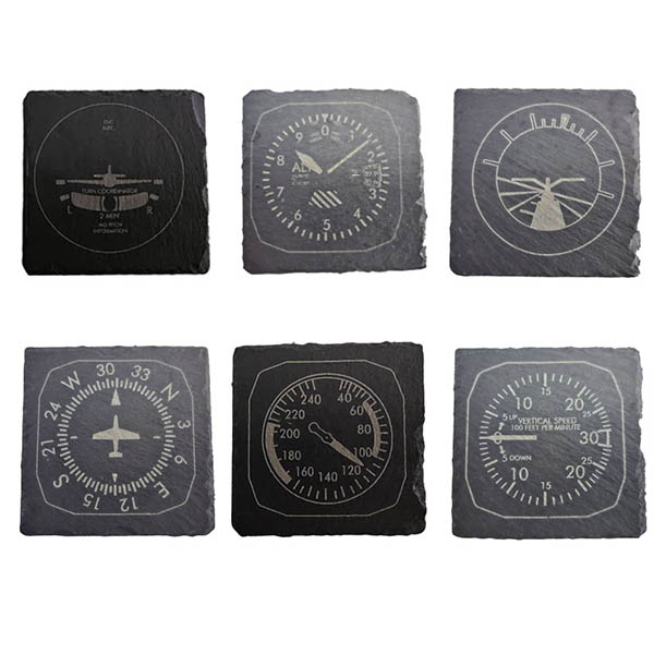 Six Pack Aviation Instrument Slate Coasters | Aircraft Spruce Canada