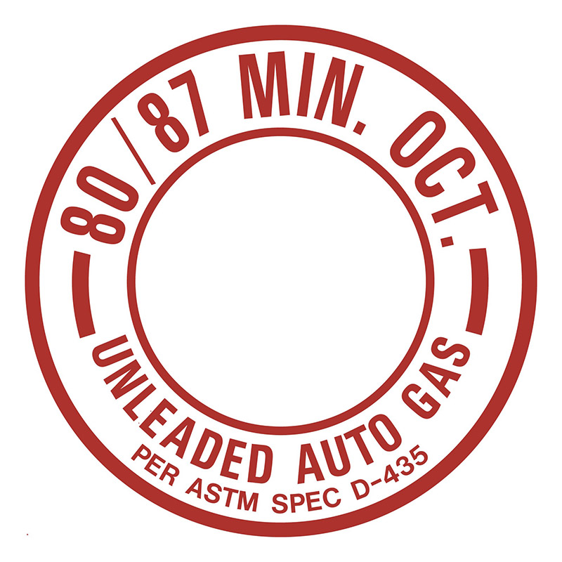 80/87 Min Octane Fuel Placard | Aircraft Spruce Canada